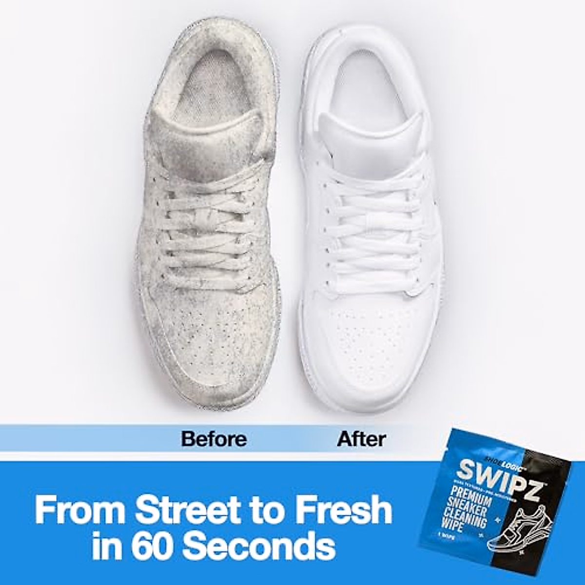 Swipz Shoe and Sneaker Wipes - Complete Tennis Shoe Cleaner Eraser Kit - Instant White Leather Sole Cleaner Cloths in 12 Travel Packs
