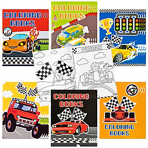 JAPBOR 24pcs Race Car Coloring Books Bulk for Kids Party Favors, Racing Small Art Color Book for Goody Bags Birthday Painting Games Gifts, Truck Transportation Themed DIY Doodle Mini Booklet Supplies