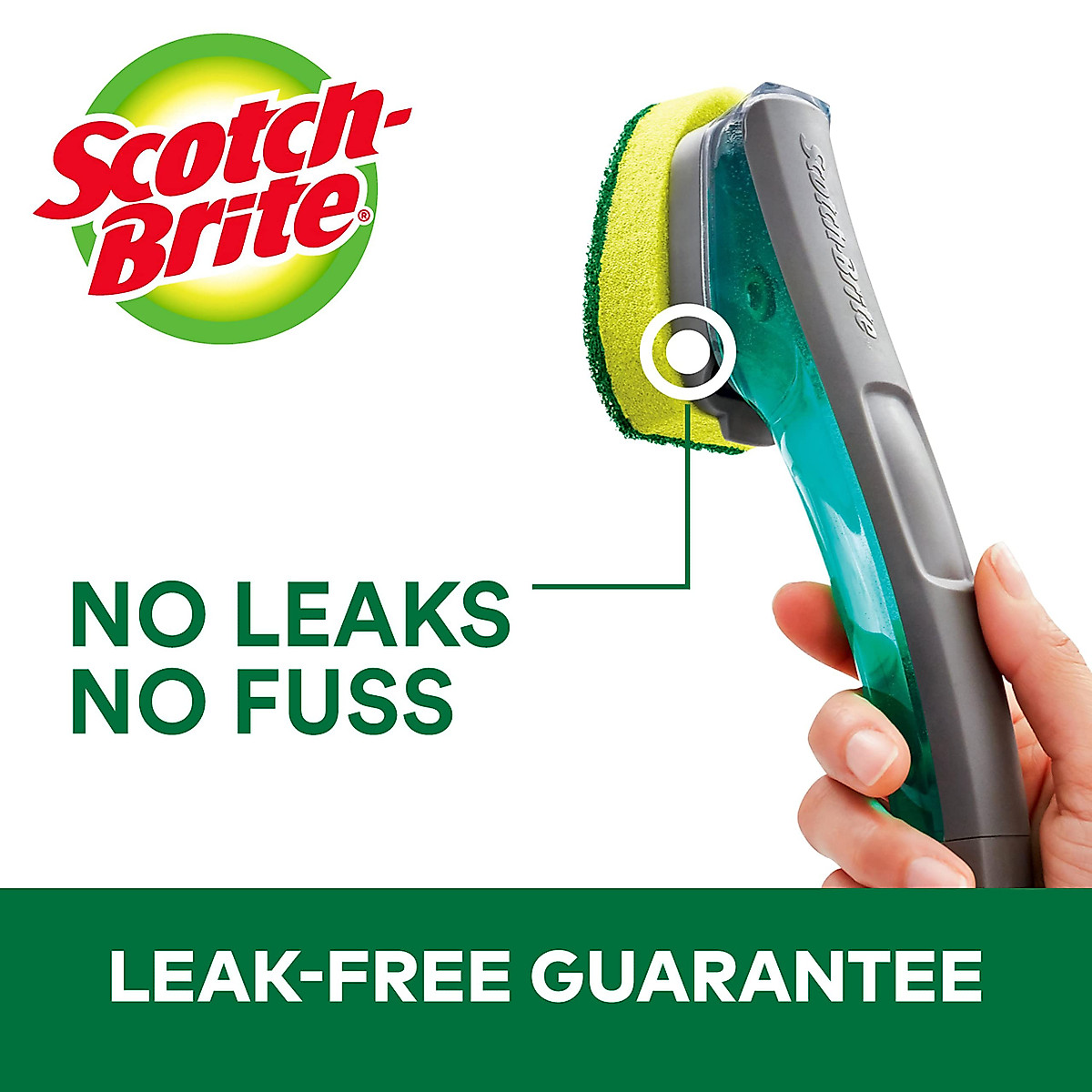 Scotch-Brite Heavy Duty Advanced Soap Control Dishwand Kit, Includes 1 Wand & 5 Refill Pads, Control Soap With A Button, Keep Your Hands Out Of Dirty Water