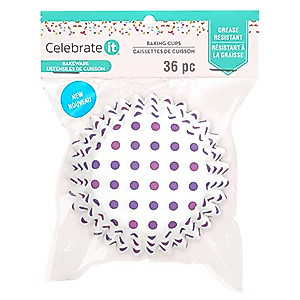 12 Packs: 36 ct. (432 total) Multi Purple Polka Dot Grease Resistant Baking Cups by Celebrate It®