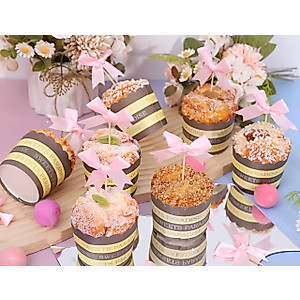 Pink Bow Cupcake Toppers - Pink Bow Cake Topper,Pink Bow Birthday Decorations,Coquette Themed Party Decoration,Bridal Shower Bachelorette Cake Toppers