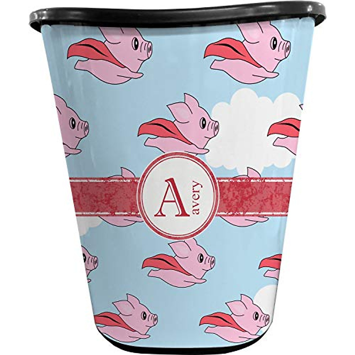 RNK Shops Flying Pigs Waste Basket - Single Sided (Black) (Personalized)