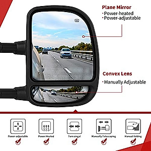 YITAMOTOR Tow Mirrors Compatible with 1999-2007 Ford F250 F350 F450 F550 Super Duty, 2001-2005 Ford Excursion Power Heated LED Signal Light Pair Set