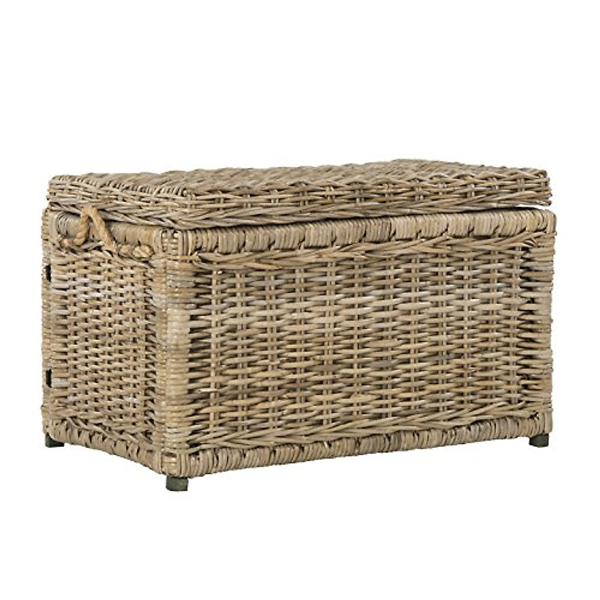 happimess HPM9003B Jacob 30" Wicker Storage Trunk, Collapsible for flat storage, Rattan-Kubusoft Gray, Coastal for Office, Dorm Room-LivingRoom, Bedroom, Dining Room, Natural
