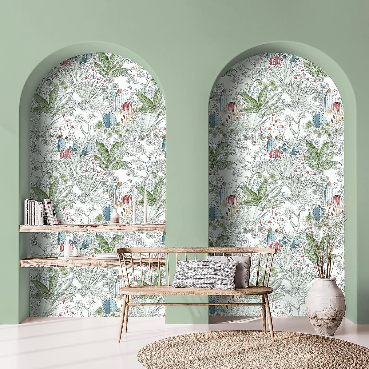 Erfoni Floral Wallpaper Peel and Stick Wallpaper Floral Contact Paper 17.7inch x 118.1inch Vintage Flower Wallpaper Peel and Stick Leaf Self Adhesive Removable Wall Paper Bathroom Cabinets Vinyl