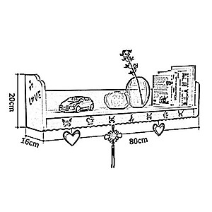 PIBM Stylish Simplicity Shelf Wall Mounted Floating Rack Shelves Storage Bedroom Books Creative,4 Sizes,3 Colors Avaliable, White , 50X20X16cm