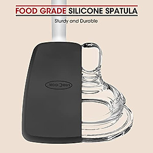 Unicook 2 Pack Flexible Silicone Spatula, Turner, 600F Heat Resistant, Ideal for Flipping Eggs, Burgers, Crepes and More, Black