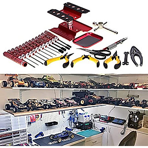RC Car Tool Kit 25Pcs Hex Nut Drivers Phillips Screwdriver Stand Pliers, Wrench, Reamer, Repair Tools for Rc Car DJI Drone Traxxas Boat Quadcopter Drone Helicopter Airplane (Red)