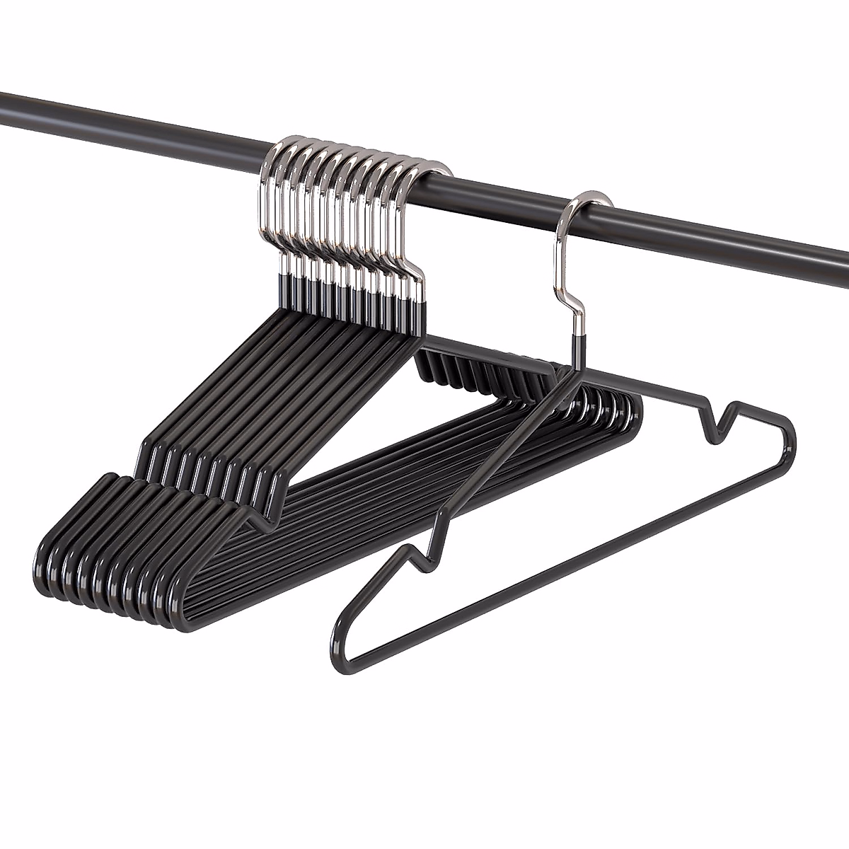 Kabudar Metal Hangers Non-Slip Suit Coat Hangers Chrome and Black Friction, Metal Clothes Hanger with Rubber Coating, 16 Inches Wide, Set of 20 (Black)