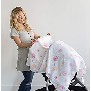 Amazing Baby Cotton Muslin Sleeping Sack, For Baby Girl, Wearable Blanket with 2-way Zipper, Watercolor Roses, Pink, Medium (6-12 Month)