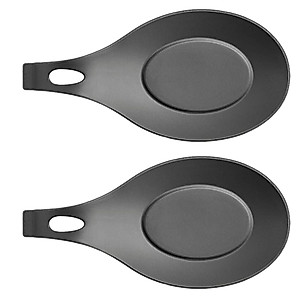 Cabilock 2pcs Silicone Spoon Mat Cooking Spoon Holder Metal Spoon Rest Soup Ladle Holder Large Spatula Holder Cutlery Rest Chopstick Silicon Utensils Tablespoon Silica Gel Food Grade