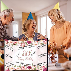 Vlipoeasn 80th Birthday Guest Book Alternative, Black and Pink 80th Birthday Party Decorations for Women, Creative Diamond 80th Birthday Signature Book, Cheers to 80 Year Old Birthday Party Supplies