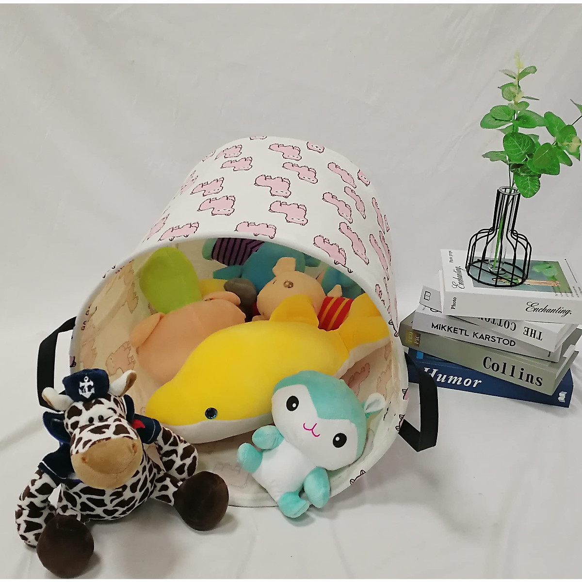 MAIZMZ Pink Storage Bins Gift Toys Box Kids Hamper Girls Laundry Basket Canvas Collapsible Waterproof Organizer Bin for Home/Dorm/Kitchen/Pet/Office/Closet/Shelf/Room decor(Alpace)