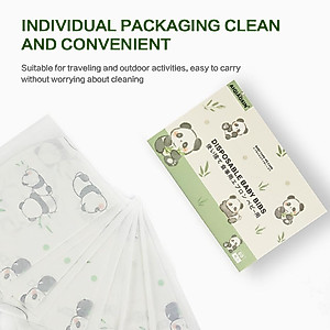 AiQiaoXin® 10PCS Baby Disposable Bibs-Individually Packaged,Soft, Leak Proof and Convenient, Suitable for Infants, Feeding, Traveling(Panda pattern)