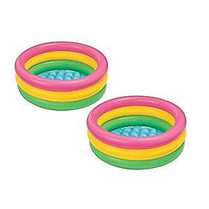 Intex 2.8ft x 10in Sunset Glow Inflatable Colorful Baby Swimming Pool (2 Pack)