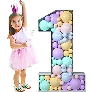 imprsv 3FT Mosaic Numbers for Balloons, Balloon Mosaic Number Frame, Marquee Number 1, One Balloon for First Birthday, 1st Birthday Decorations, First Anniversary Decor, Large Cardboard Numbers