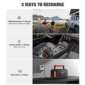 GRECELL 500W Portable Power Station 444Wh Solar Generator with 110V Pure Sine Wave AC Outlet/PD60W, 1000W Peak power station for Camping Trip RV Outdoor Home Emergency Backup & Solar Powered