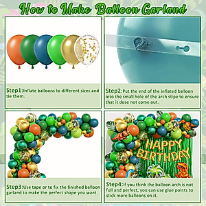 Dinosaur Birthday Party Decorations, 126Pcs Dinosaur Green Blue Orange Balloons Garland Arch Kit Happy Birthday Dino Foil Balloons Curtain for Boys Kids Jungle Safari Dino Themed Party Baby Shower