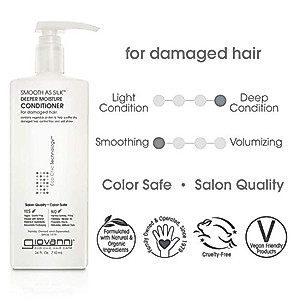 GIOVANNI Eco Chic Smooth as Silk Deeper Moisture Conditioner, 24 oz. - Apple + Aloe Extracts, Calms Frizz, Detangles, Wash & Go, Lauryl & Laureth Sulfate Free, Paraben Free, Color Safe