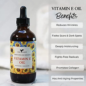 Baja Basics Pure Vitamin E Oil, Moisturizer for Skin, Face, Body, Nails and Hair, Multi-Purpose Skincare Product For Men and Women 4 oz
