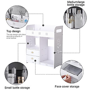 PERZOE Bathroom Cabinet, Medicine Cabinet, Wall-Mounted Bathroom Storage Cabinet with 2 Drawer, Hollow Flower Carved Cosmetics Cabinet Wooden Storage Over Toilet Laundry Room Kitchen White