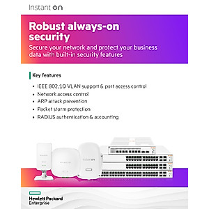 Aruba Instant On 1930 48-Port Gb Ethernet 48xGE PoE (370W), 4X 1G/10G SFP+, L2+ Smart Switch US Cord (JL686A#ABA)