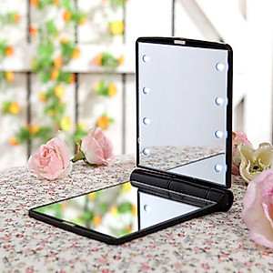 FQYYDD Illuminated Makeup Mirror Portable Makeup Folding Mirror 1Pcs