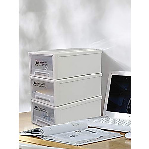 Rinboat 6 Quart Stacking Storage Drawer Unit Front Box, 3 Packs