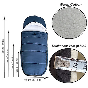 AICTIMO Universal Baby Stroller Warm Footmuff Soft Lining and Splashproof Polyester Peach Skin Fabric Compatible With Babyzen YOYO - Includes Carry Bag - Machine Washable (Blue)