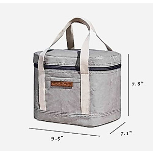 Out of the Woods Insulated Lunch Bag Mini Walrus – Vegan Picnic Bag/Cooler Tote with Zippered Body & Front Pocket – Sustainable, Reusable Soft Side Cooler Bag with Straps, Stone