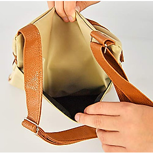 Home-X Crossbody Purses for Women, Shoulder Strap Bag with Zipper Pockets, Nylon Side Body Crossover Purse, 11 ¾" L x 9" W, Beige