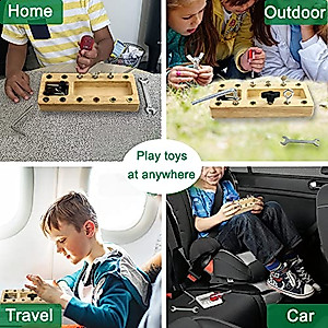 Inslat Montessori Screwdriver Board Set, Wooden Montessori Toys for 3 4 5 Year Old Kids, Educational Screw Board Sensory Learning Toys STEM Fine Motor Skills Toys