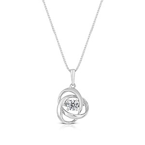 Femme Luxe 0.20 carats Love Knot Diamond Pendant Locket Necklace for Women, 925 Sterling Silver, Dainty and Hypoallergenic, 18inch box chain, Jewelry with Gift Ready Box