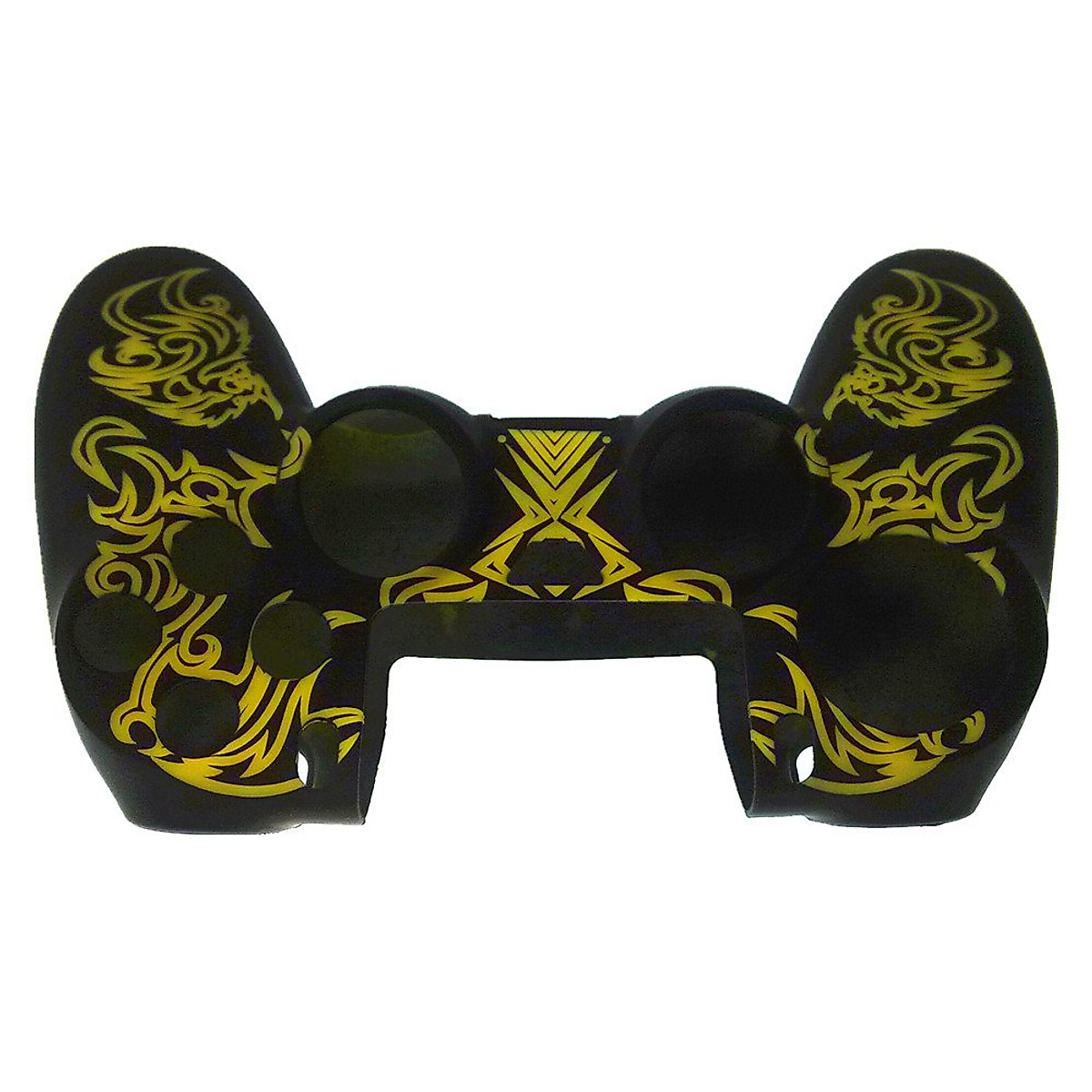 yueton Totem Pattern Soft Silicone Gel Rubber Grip Protective Skin Case Cover for PS4 Controller (Yellow)