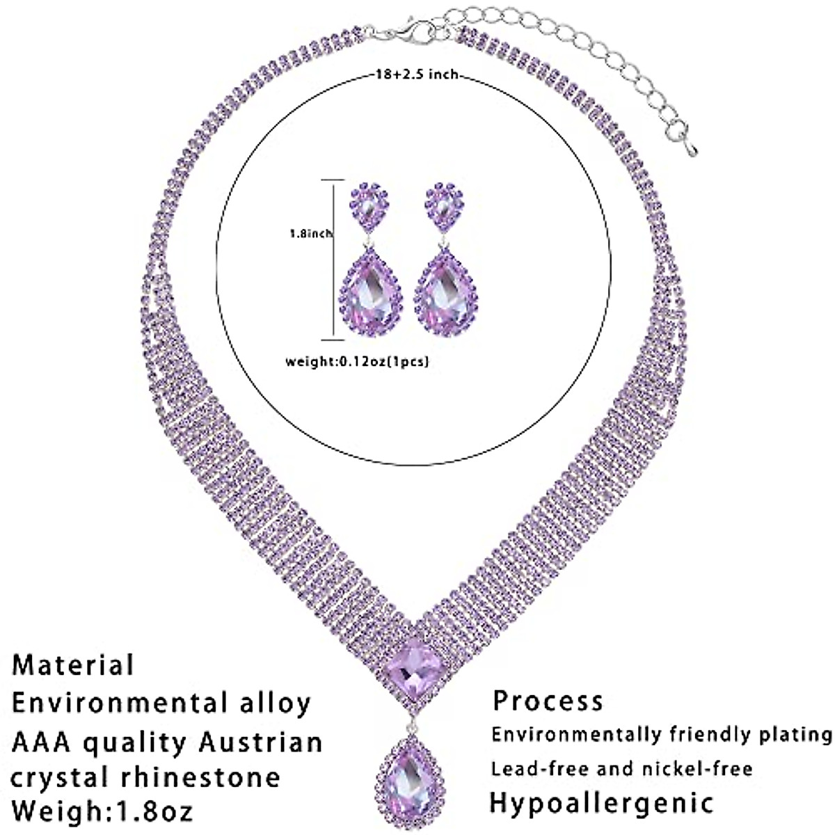 M MIRACULOUS GARDEN 3 Pack Women Rhinestone Crystal Necklace Bangle Bracelet Teardrop Dangle Earrings Jewelry Set for Wedding Party