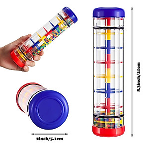 Gejoy 2 Pieces 8 Inch Mini Rain Stick Shaker Rattle Tube Rain Stick Rainmaker Rainstick Rattle Music Auditory Instrument Toy for Babies Toddler