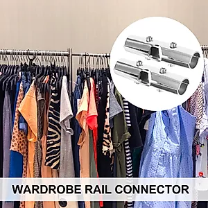 TEHAUX Corner Shelves Corner Shelves Closet Rod Connector Bars, Window Curtain Rod Corner Connector Stainless Steel Closet Pole Pipe End Connectors for Closet (2 Sets,) Display Shelf Display Shelf