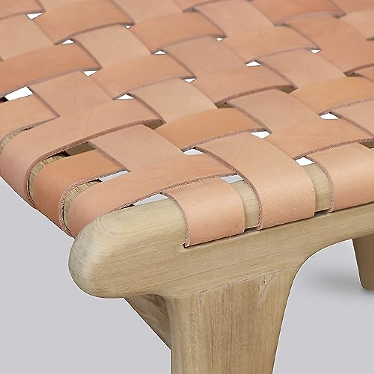 POLY & BARK Banda Teak & Leather Dining Chair, Russet Natural