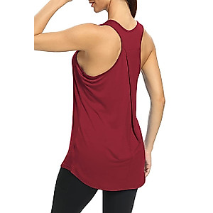 Bestisun Womens Tunic Workout Yoga Tops Tennis Running Shirts Long Athletic Tank Tops Racerback Tanks Yoga Clothes Workout Clothing Wine Red XXL