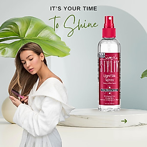 Simply Stylin' Light Silk Hair Spray - Anti-Frizz Silicone Heat Protectant - Hair Detangler for Women and Synthetic Wigs - 4 fl oz