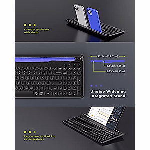 seenda Backlit Multi-Device Bluetooth Keyboard for Tablet Phone Computer - Wireless Illuminated Rechargeable Keyboard with Number Pad Connect Up to 4 Devices Compatible Mac Android iOS Windows
