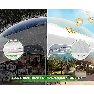 Quictent 10x10 Pop up Canopy Tent Easy One Person Set up, Portable Instant Shelter with Vent, Ez up Canopy with Reflective Top and Fluorescent Rope for Camping Backyard Patio-White