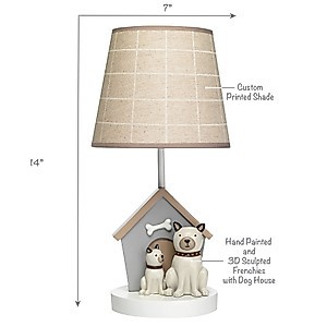 Lambs & Ivy Bow Wow Gray/Beige Dogs/Puppies Nursery Lamp with Shade & Bulb