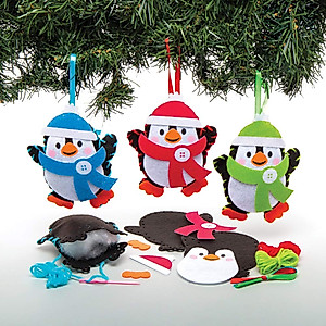 Baker Ross AT238 Penguin Ornament Sewing Kits - Pack Of 3, Christmas Arts And Crafts, Assorted