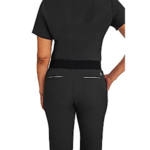 Healing Hands Womens Scrubs Pants 6 Pocket HH360 9151 Nisha Waistband Drawstring Premium Scrub Pant Athletic Design Black L