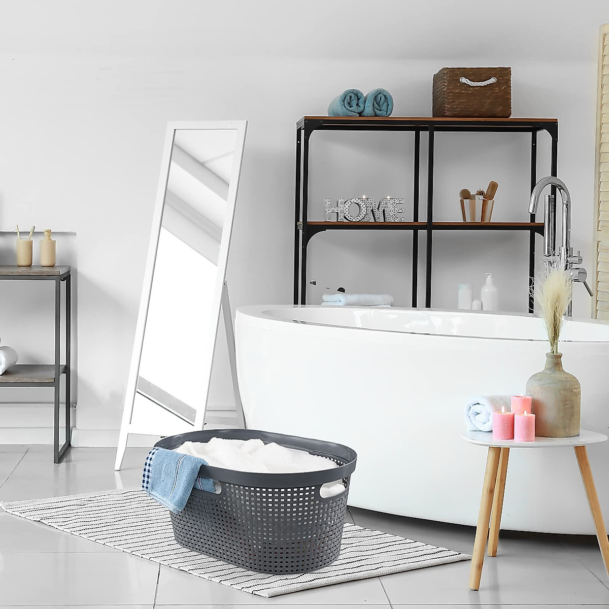 Wekioger 40 L Plastic Laundry Basket with Cutout Handles, 4 Packs, Large Clothes Hamper Storage Basket