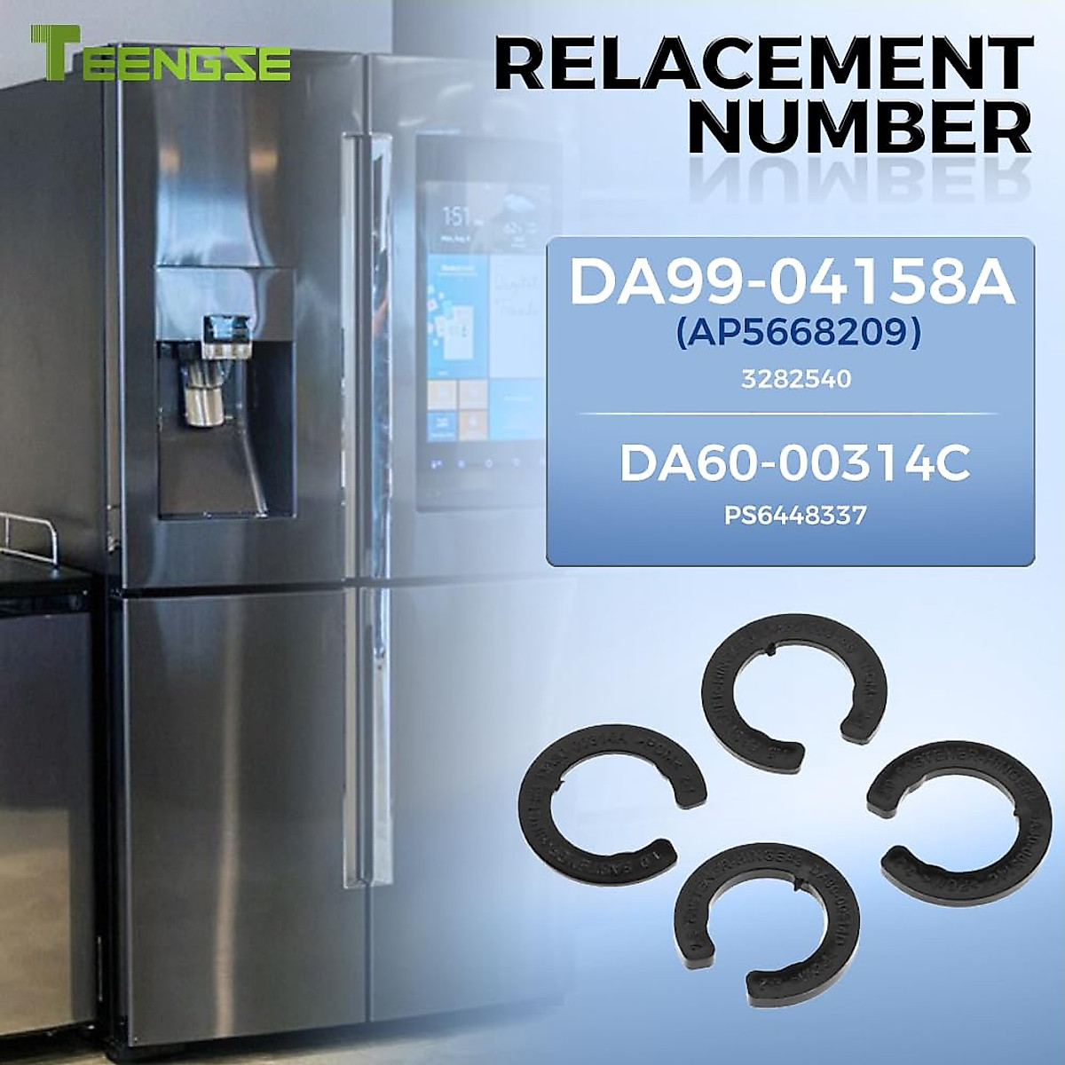 TEENGSE DA99-04158A Hinge Shim Kit, Refrigerator Door Height Adjustment Shim Kits, 4 Different Thickness Refrigerator Door Shim Replacement for DA60-00314C,3282540,PS6448337 DA99-04158A,AP5668209