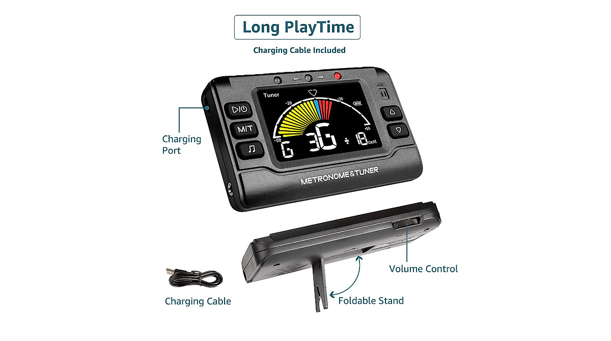 Wegrower 3-in-1 Rechargeable Metronome Tuner