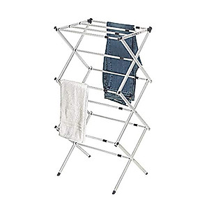 BLACK + DECKER 3 Tier Expandable Collapsing Foldable Laundry Rack for Air Drying Clothing, Space Saving Heavy Duty Lightweight Metal Drying Rack(Gray)