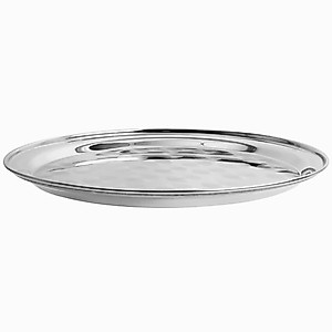 14" Stainless Steel Round Tray with Swirl Pattern, Serving/Display Tray by Tezzorio